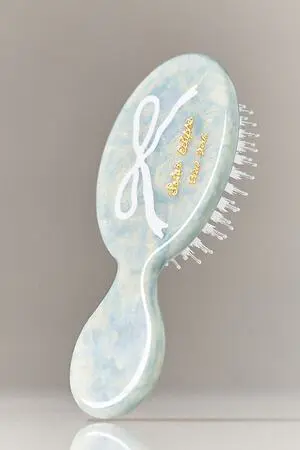 SOLAR ECLIPSE Handpated Compact 2-1 Perfect Daily Brush - Baby Blue Bow