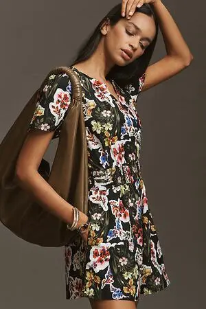 THE SOMERSET COLLECTION BY ANTHROPOLOGIE The Somerset Collection Poplin Romper - Black Floral