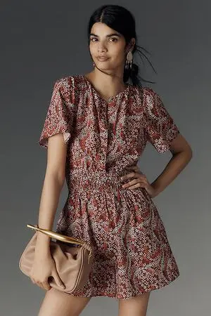 THE SOMERSET COLLECTION BY ANTHROPOLOGIE The Somerset Collection By Anthropologie Somerset Poplin Romper Red