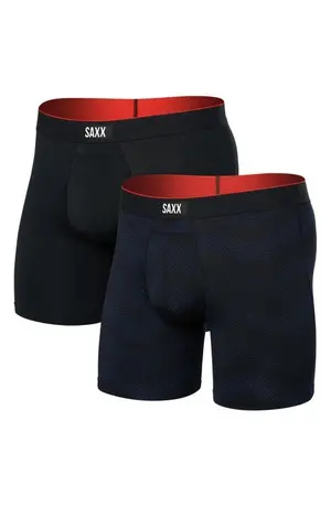 SAXX Assorted 2-pack Multi-sport Mesh Performance Boxer Briefs Full Tilt Chevron/black