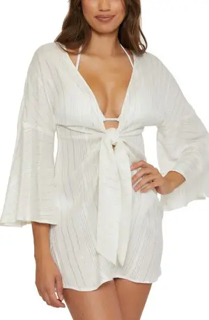 BECCA® By Rebecca Virtue Radiance V-neck Long Sleeve Cover-up Tunic - White