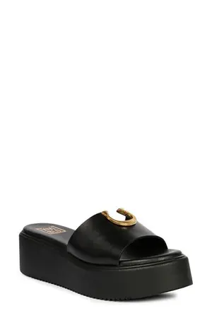 VIVI BLU Senna Platform Wedge Slide Sandal - Black