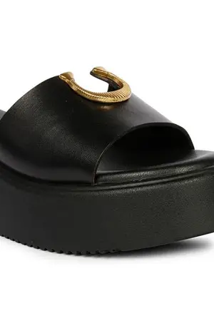 VIVI BLU Senna Platform Wedge Slide Sandal - Black