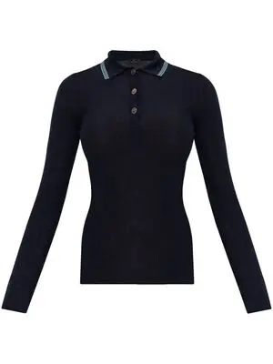 Etro Striped-border Polo Jumper - Blue