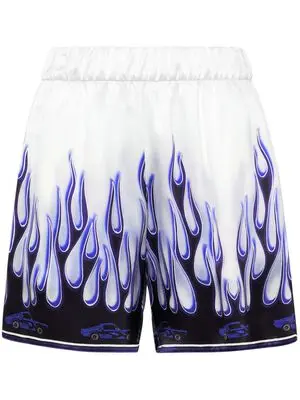 Philipp Plein Flame Satin Shorts - White