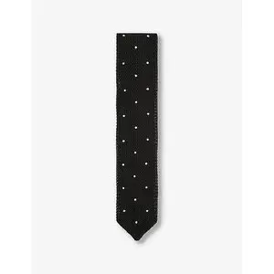 REISS Reiss Spot-Embroidered Silk Tie Black