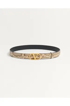 Valentino Garavani Vlogo Signature Python Belt - Natural