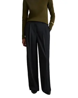 REISS Eden Wide Leg Trousers - Navy