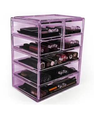 SORBUS 6 Drawer Acrylic Makeup Organizer Case For Cosmetics - Purple