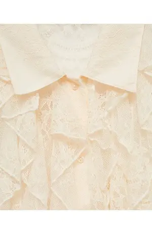 Mango Ruffled Sheer Lace Shirt