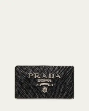 Prada Metal And Saffiano Leather Belt Buckle - Nero