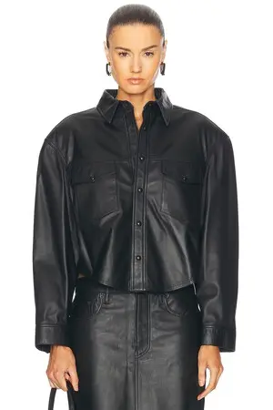 Wardrobe.NYC Leather Shirt Jacket - Black