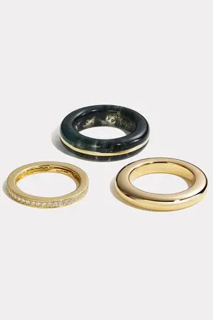 BY PARIAH Classic Stack Rings - Moss Agate