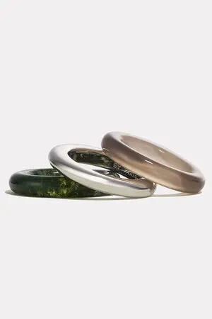 BY PARIAH Stone Trilogy Stack Rings - Moss & Grey Agate
