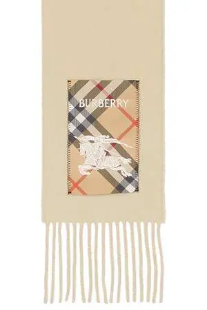 Burberry Solid Label Scarf In Beige