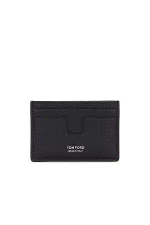 TOM FORD Soft Grain Leather T Line Cardholder - Black