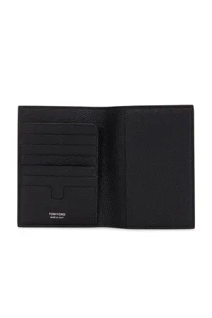 TOM FORD Soft Grain Leather T Line Passport Holder - Black