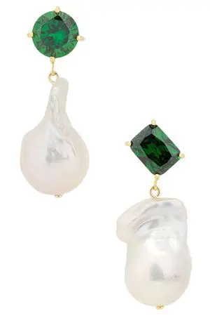 Completedworks Blink Dangle Earrings - 18k Gold Plated & Emerald