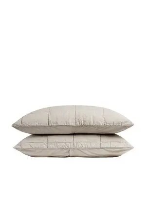 PARACHUTE Linen Box Quilted Sham Set - Bone