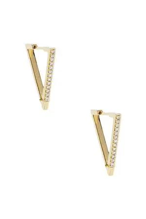 AZLEE V Pave Diamond Hoop Earrings - 18k Yellow Gold & Diamond
