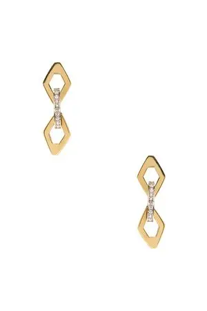 AZLEE Lozenge Diamond Chain Earrings - 18k Yellow Gold & Diamond