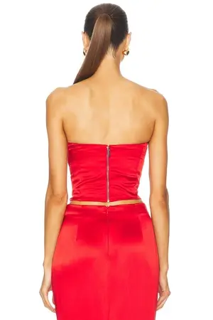 Alejandra Alonso Rojas Cut Out Bustier Top - Red