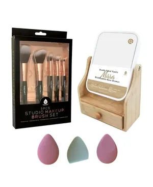 PURSONIC Beauty Essentials Set – Studio Makeup Brush Set - Black