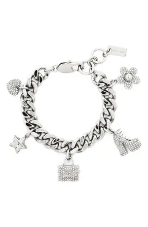 Marc Jacobs Marc Jacobs Mini Icon Pavé Charm Bracelet Silver/crystal