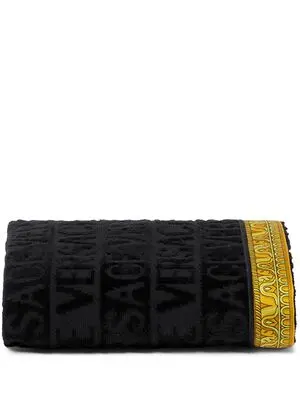 Versace Logo Intarsia-knit Towel - Black