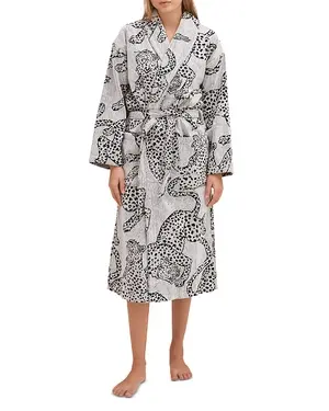 Desmond & Dempsey Printed Towel Robe - Jaguar Cream