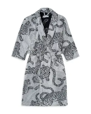 Desmond & Dempsey Printed Towel Robe - Jaguar Cream