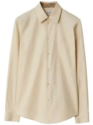 Burberry Ekd-embroidered Cotton Shirt - Neutrals