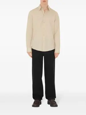 Burberry Ekd-embroidered Cotton Shirt - Neutrals