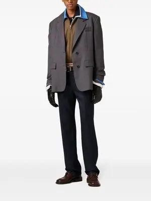 Miu Miu Single-breasted Gabardine Blazer - Grey