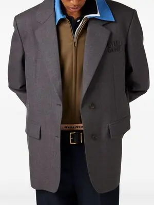 Miu Miu Single-breasted Gabardine Blazer - Grey