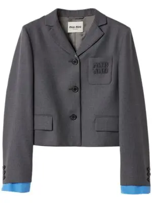 Miu Miu Single-breasted Cropped Blazer - Grey