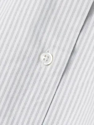 Thom Browne Cropped Striped Cotton Oxford Shirt - Gray