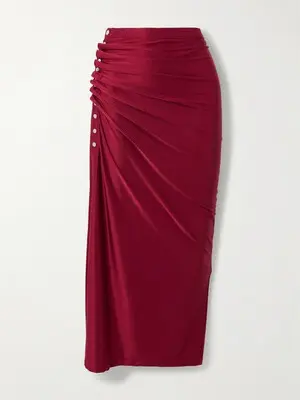 Rabanne Gathered Midi Skirt - Red