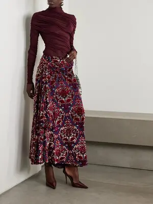 Rabanne Devoré-velvet Maxi Skirt