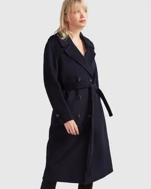 BELLE & BLOOM Front Runner Belted Coat - Navy