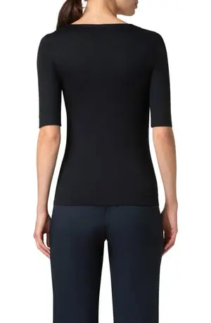 Akris Square Neck Stretch Cotton Top - Navy