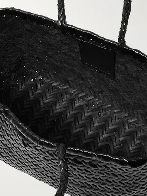 Dragon Diffusion Bamboo Triple Jump Small Woven Leather Tote - Black