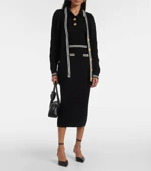 Alessandra Rich Cable-knit Cropped Cotton Polo Shirt