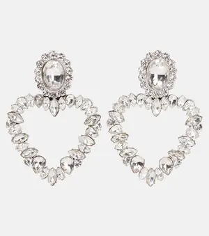 SELF-PORTRAIT Crystal-embellished Heart Earrings - Silver