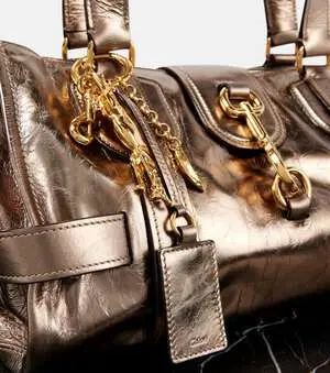 Chloé Kerala 25 Large Metallic Leather Tote - Silver