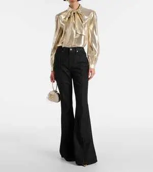 SELF-PORTRAIT High-rise Flared Jeans