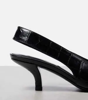TOTEME Croc-effect Leather Slingback Pumps - Black