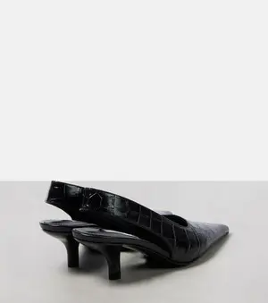 TOTEME Croc-effect Leather Slingback Pumps - Black
