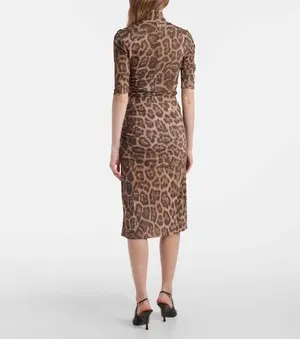 Stella McCartney Leopard-printed Ruched Midi Skirt