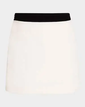 SANS FAFF Contrast Waistband Mini Skirt - White